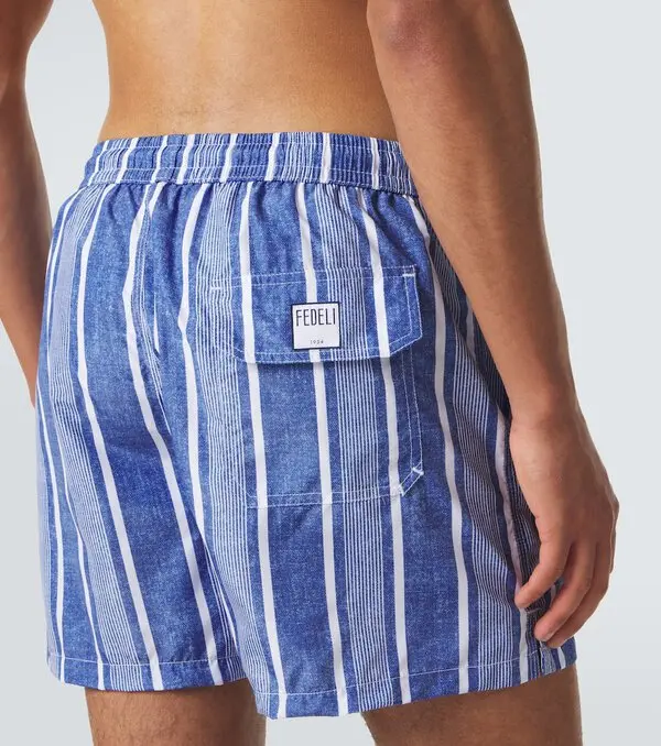 Fedeli Striped Swim Trunks - Blue