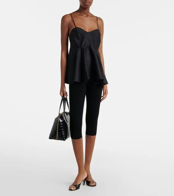 RÓHE Peplum Wool And Silk Bustier Top - Black