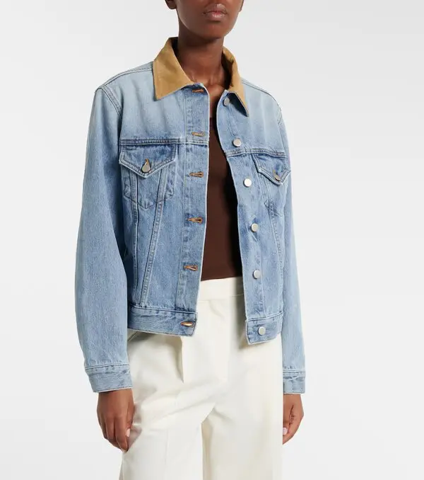 RÓHE Suede-trimmed Denim Jacket - Blue