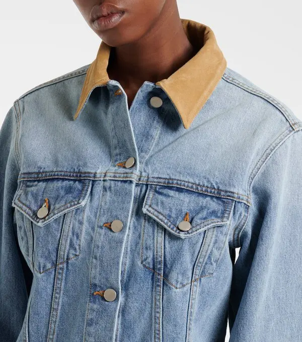 RÓHE Suede-trimmed Denim Jacket - Blue
