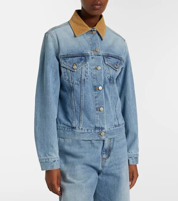 RÓHE Suede-trimmed Denim Jacket - Blue