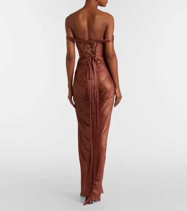 MARIA LUCIA HOHAN Susie Silk Bustier Gown - Brown