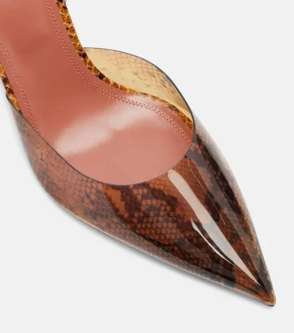Amina Muaddi Holli Snake-print Slingback Pumps - Beige