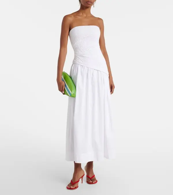 Staud Surfboard Striped Leather Clutch - Green
