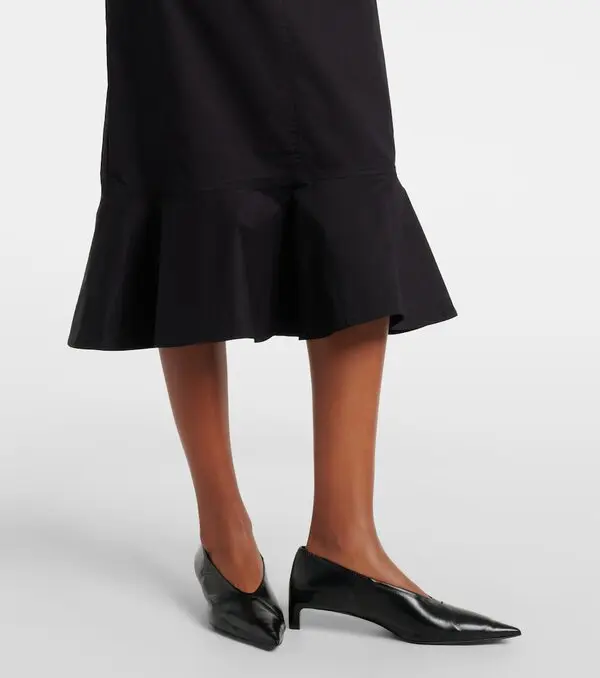 Plan C Ruffled Cotton-blend Poplin Midi Skirt