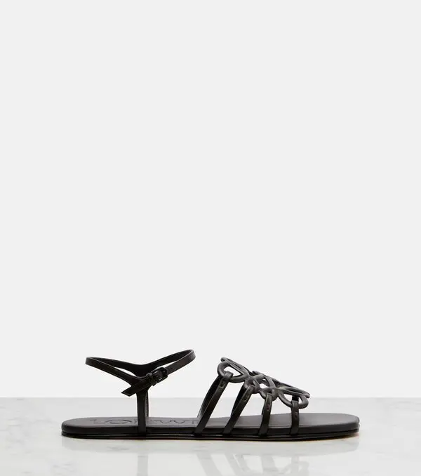 Loewe Petal Anagram Leather Sandals - Brown