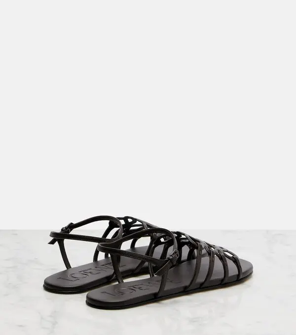 Loewe Petal Anagram Leather Sandals - Brown