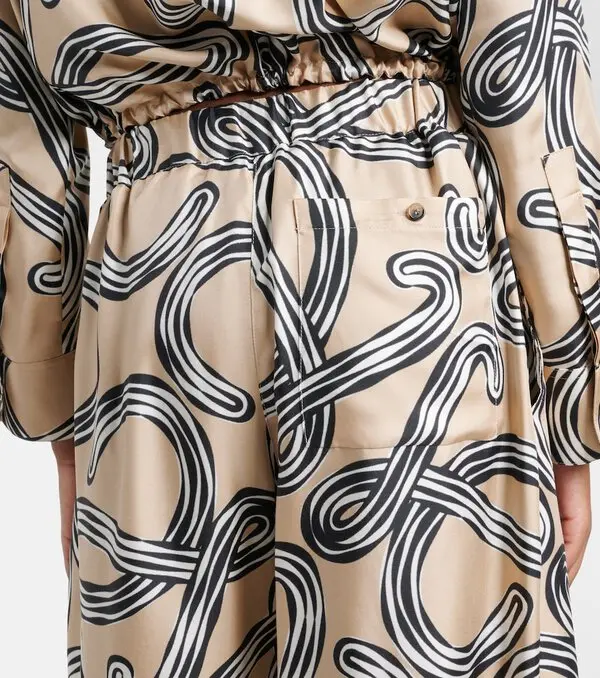Loewe Paula's Ibiza Anagram Silk Wide-leg Pants - Beige