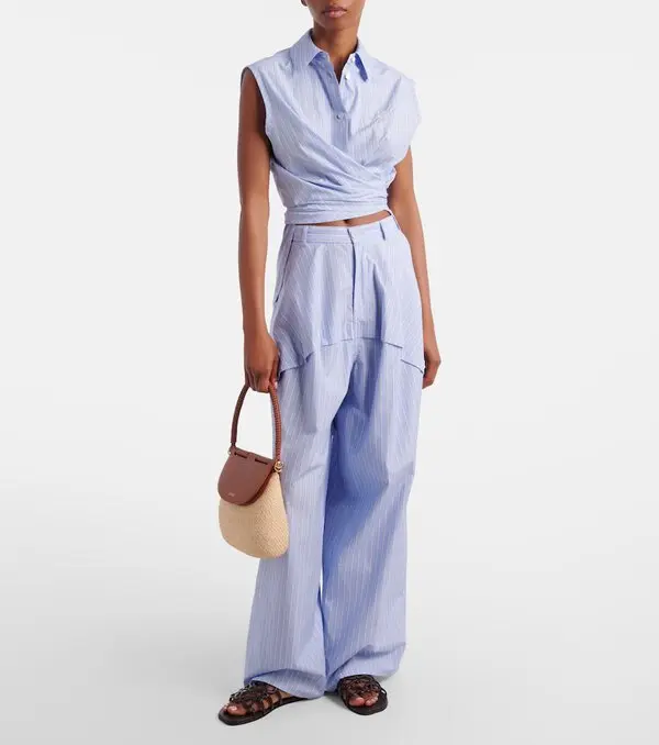 Loewe Striped Cotton Poplin Wide-leg Trousers