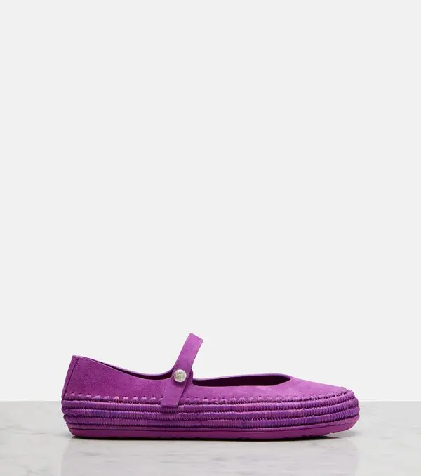 Loewe Paula's Ibiza Rio Suede Mary Jane Flats - Purple