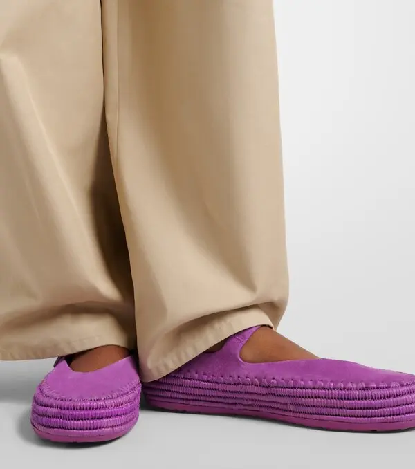 Loewe Paula's Ibiza Rio Suede Mary Jane Flats - Purple