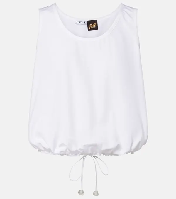 Loewe Paula's Ibiza Cotton Poplin Crop Top - White
