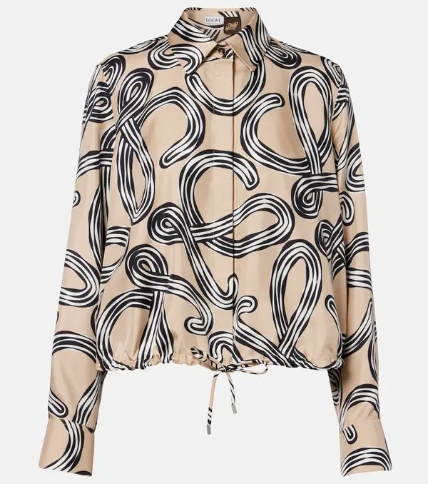 Loewe Paula's Ibiza Anagram Silk Shirt - Beige