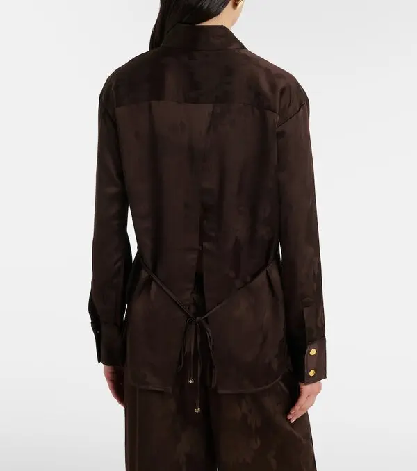 GANNI Satin Jacquard Shirt - Brown
