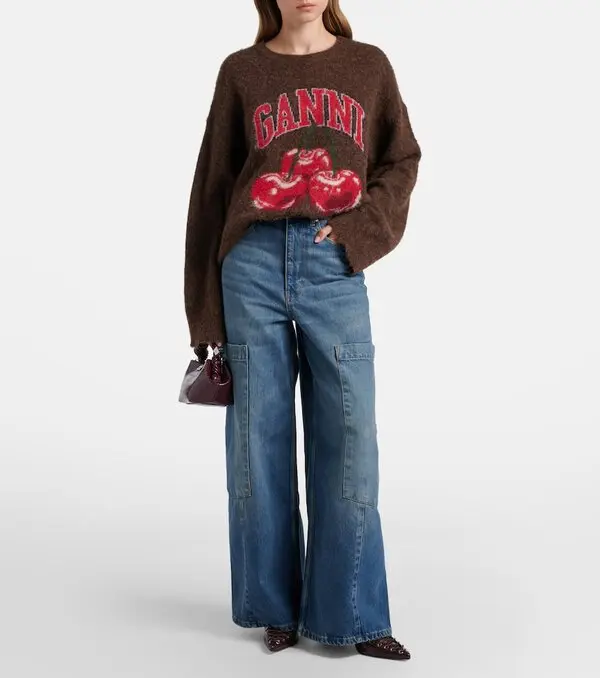 GANNI Mid-rise Wide Leg Cargo Jeans