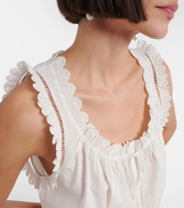 DÔEN Traveler Embroidered Top - White