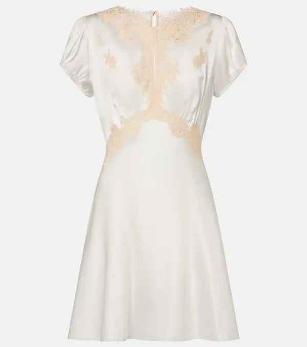 DÔEN Junia Lace-trimmed Silk Satin Minidress - White