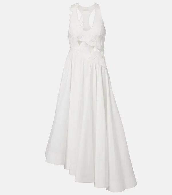 Zimmermann Luna Patch-appliqué Cotton Midi Dress - White