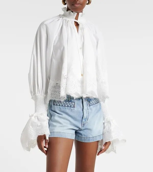 Zimmermann Alchemy Lace-trimmed Cotton Blouse