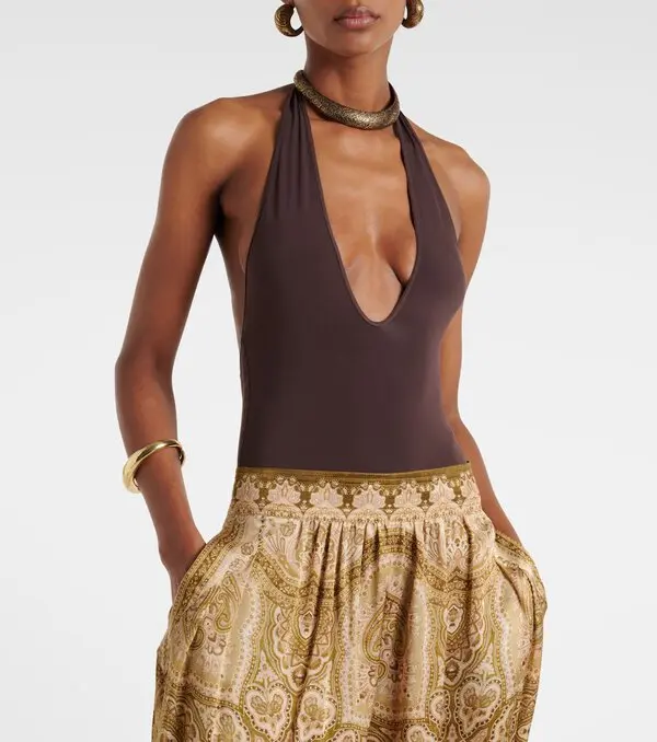 Zimmermann Luna Halterneck Bodysuit - Brown