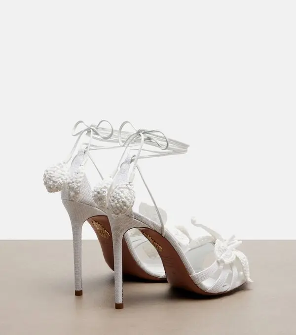 AQUAZZURA Calypso Raffia Sandals - White