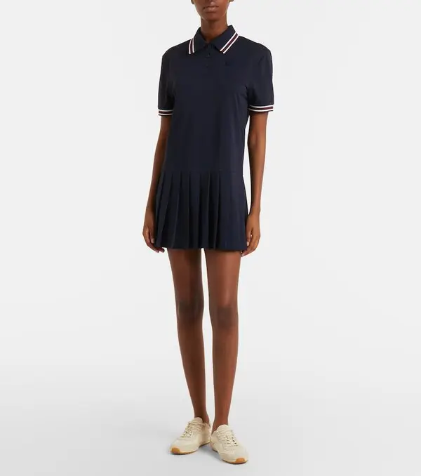 Tory Burch Striped Pleated Polo Dress