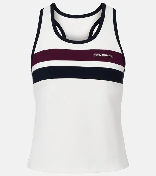 Tory Burch Striped Jersey Tank Top - White