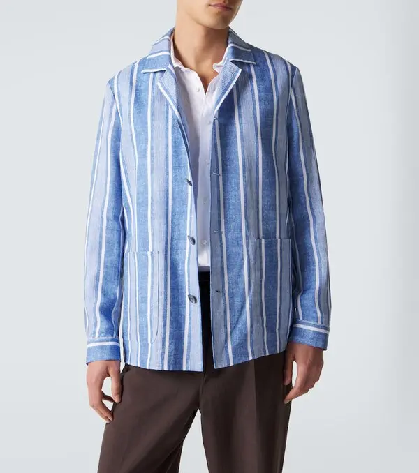 Fedeli Striped Linen Overshirt