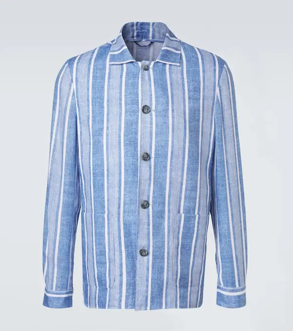 Fedeli Striped Linen Overshirt