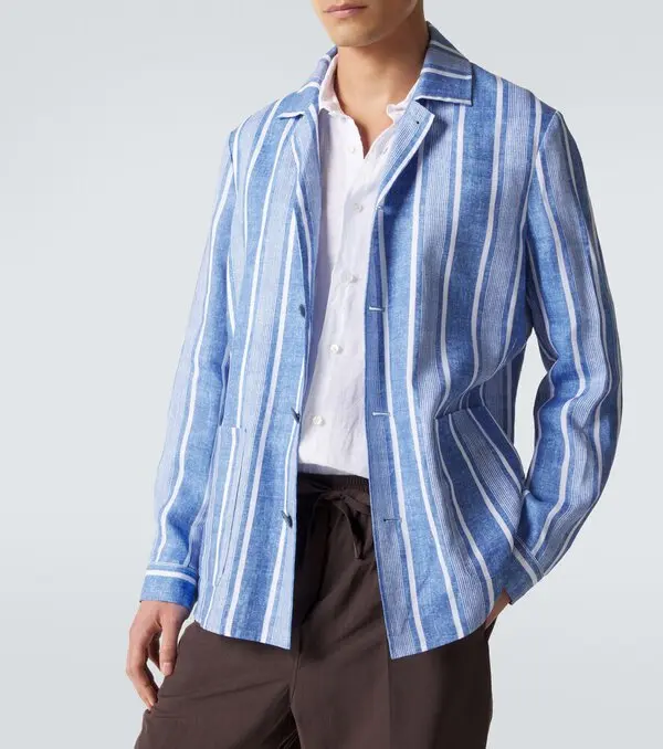 Fedeli Striped Linen Overshirt
