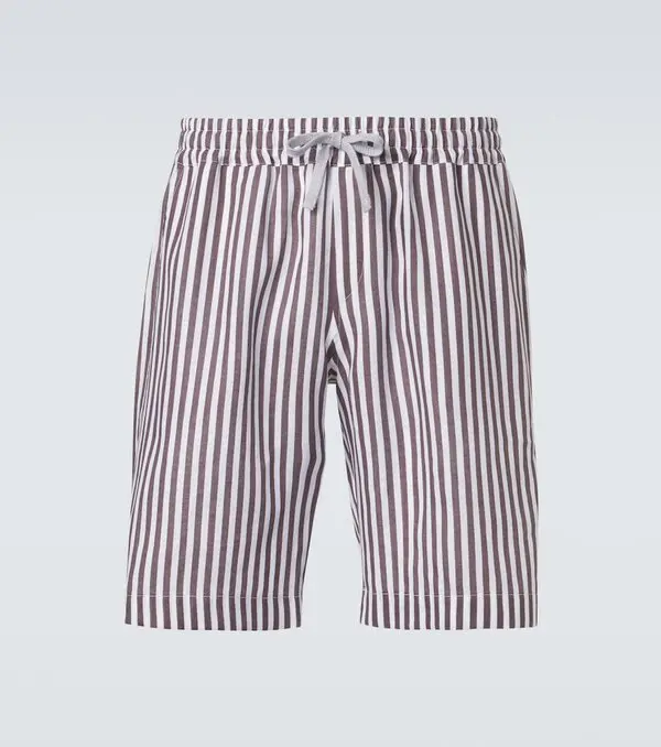 Fedeli Striped Linen Bermuda Shorts - Brown