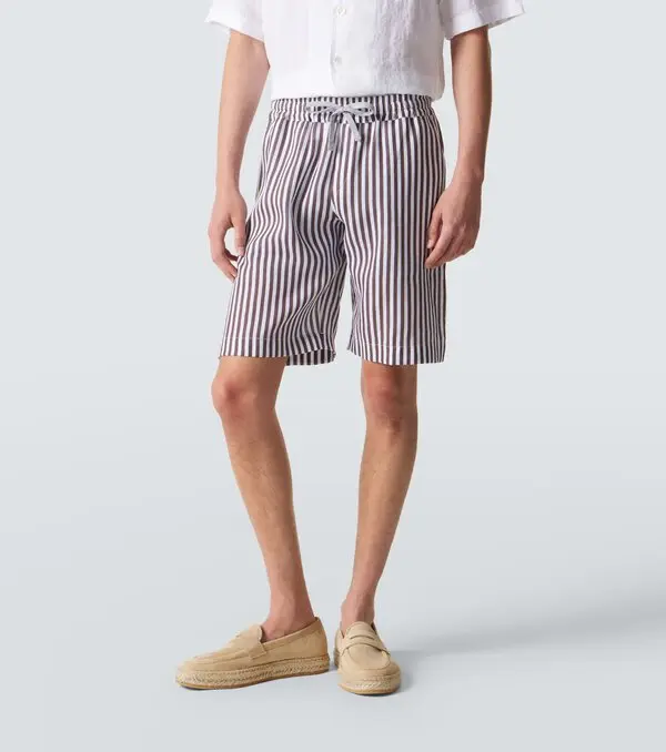 Fedeli Striped Linen Drawstring Shorts