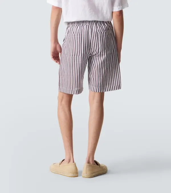 Fedeli Striped Linen Drawstring Shorts