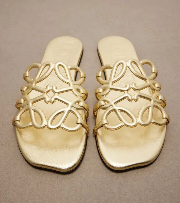 Loewe Paula's Ibiza Petal Anagram Slides - Gold