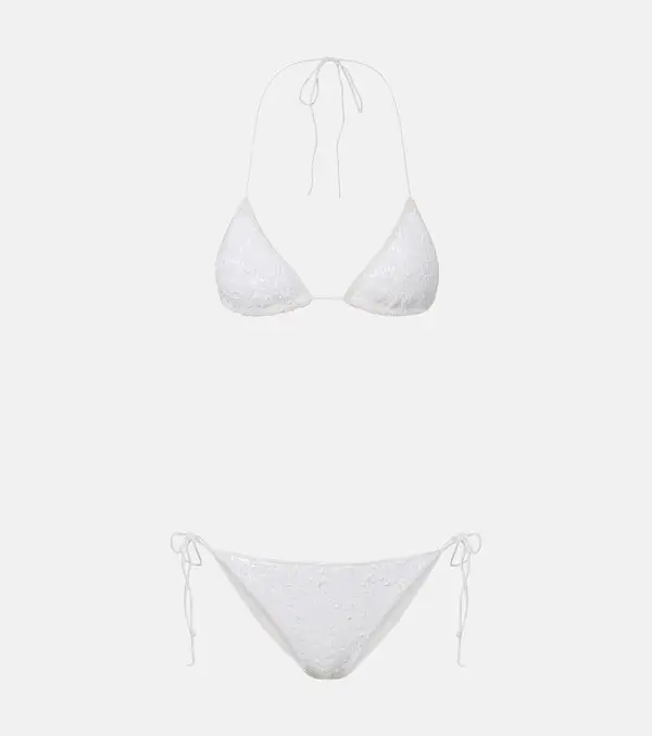 Oseree Bridal Sequined Bikini - White