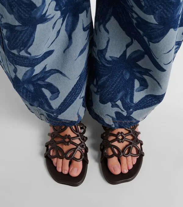 Loewe Paula's Ibiza Petal Anagram Leather Sandals