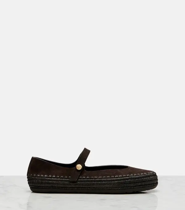 Loewe Rio Suede Mary Jane Flats - Brown