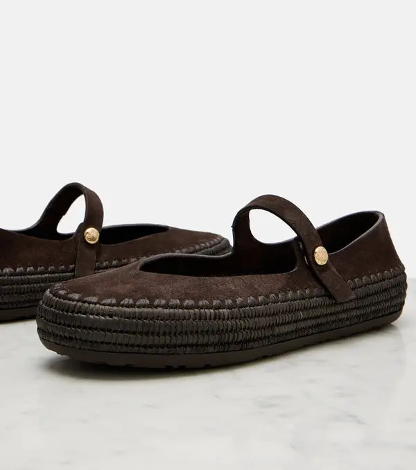 Loewe Rio Suede Mary Jane Flats - Brown