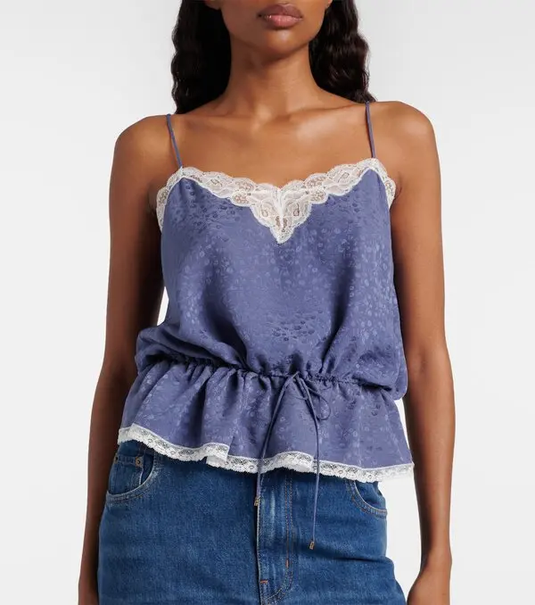 Chloé Lace-trimmed Silk Jacquard Camisole