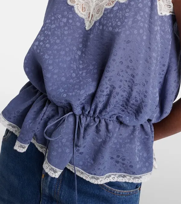 Chloé Lace-trimmed Silk Jacquard Camisole