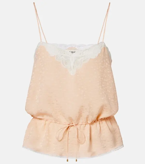 Chloé Lace-trimmed Silk Jacquard Camisole - Pink