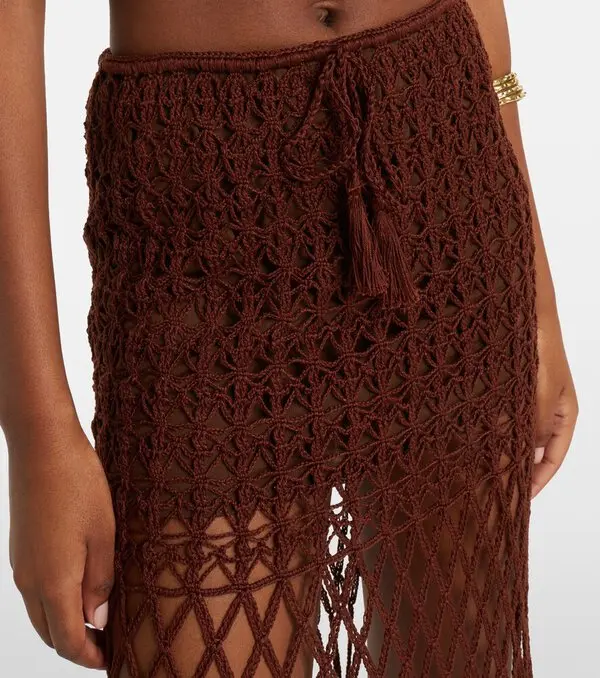 Anna Kosturova Crochet Fringed Cotton Miniskirt
