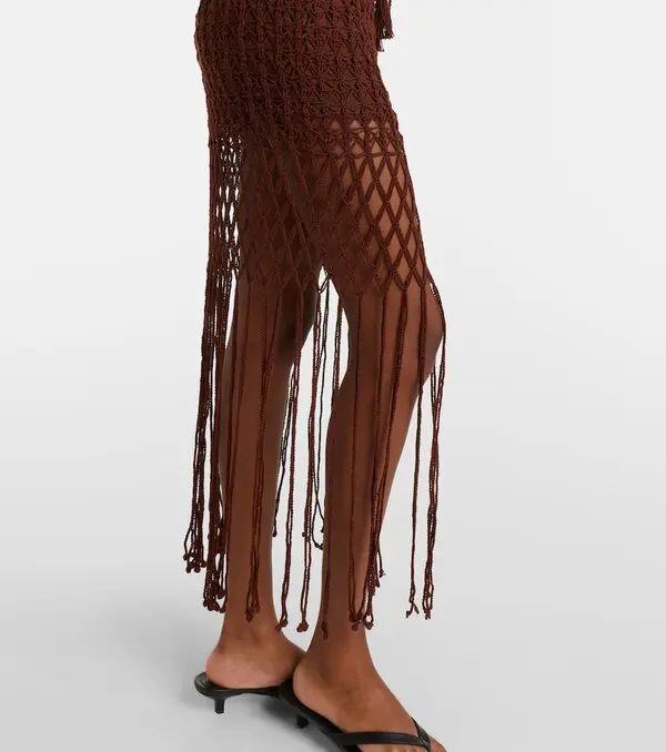 Anna Kosturova Crochet Fringed Cotton Miniskirt