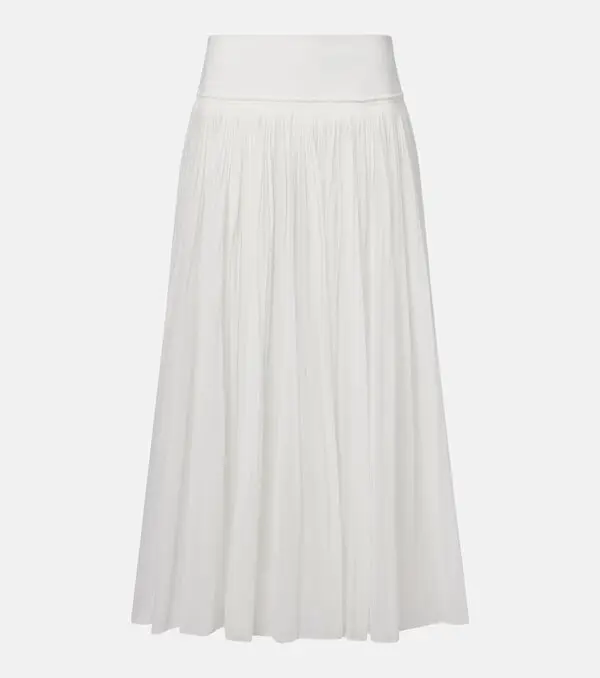 RÓHE Pleated Cotton Muslin Maxi Skirt - White