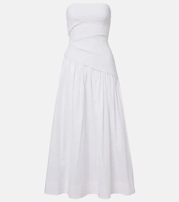 Staud Nia Cotton Midi Dress - White