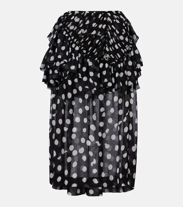 Dries Van Noten Polka-dot Ruffled Midi Skirt