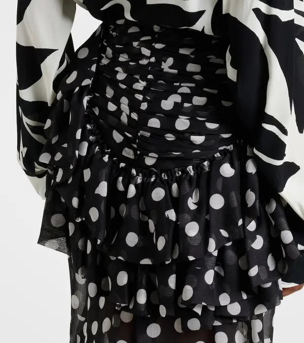 Dries Van Noten Polka-dot Ruffled Midi Skirt