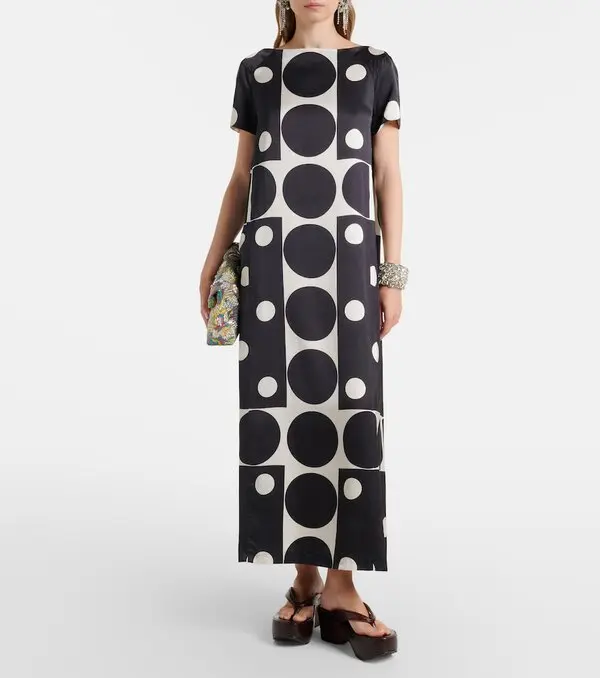Dries Van Noten Polka-dot Maxi Dress - Black