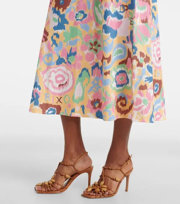 Rixo Ilyana Printed Cotton Jersey Midi Dress