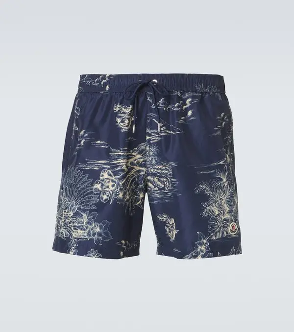 Moncler Archivio Floral Swim Trunks - Blue